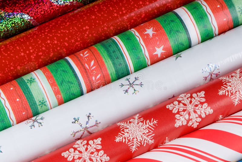 Holiday Gift Wrap Papers stock photo. Image of roll, receive - 9827754