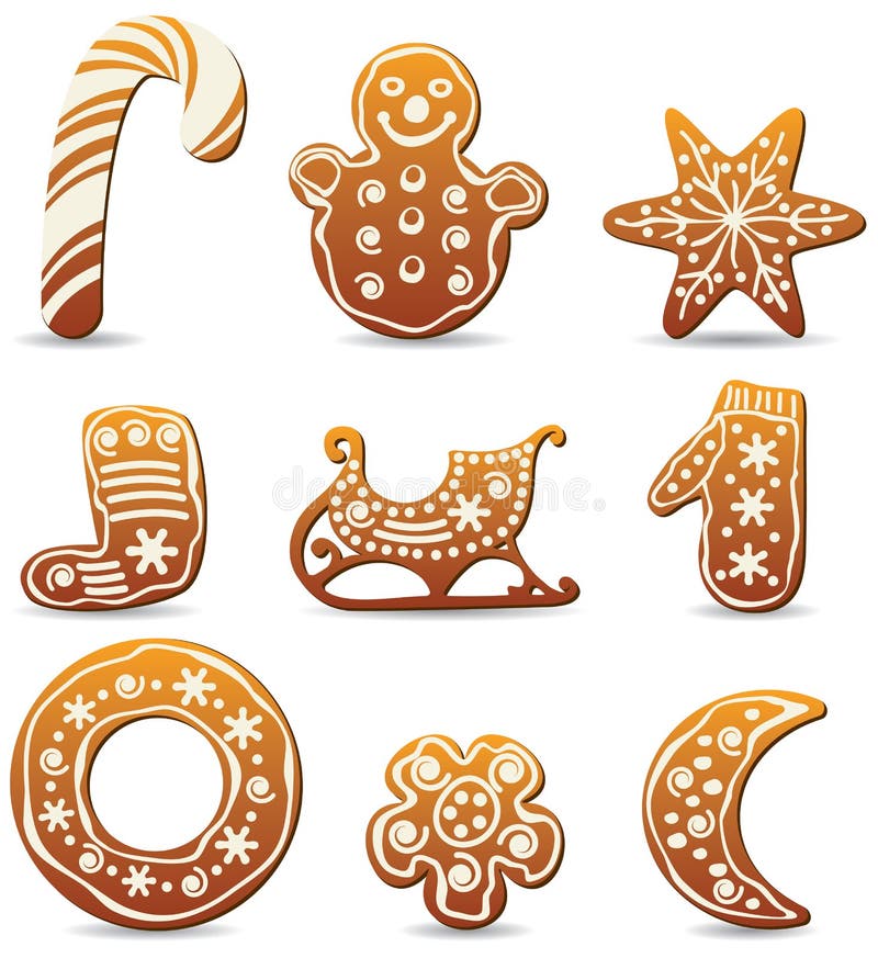Icon Set - Xmas Gingerbread Cookies Stock Vector - Illustration of ...