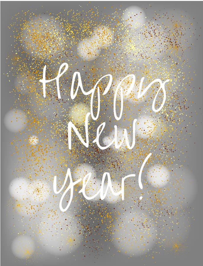 Holiday Greeting Card with Bokeh Effect and Gold Glitter Stock Vector ...