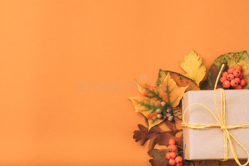 Autumn Birthday Handmade Gift Box Fall Leaves Stock Photo - Image of ...