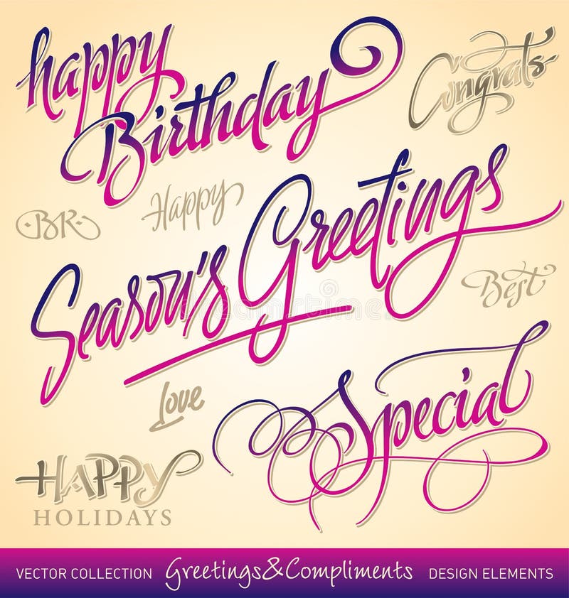 Greetings Hand Lettering (vector) Stock Vector - Illustration of card ...
