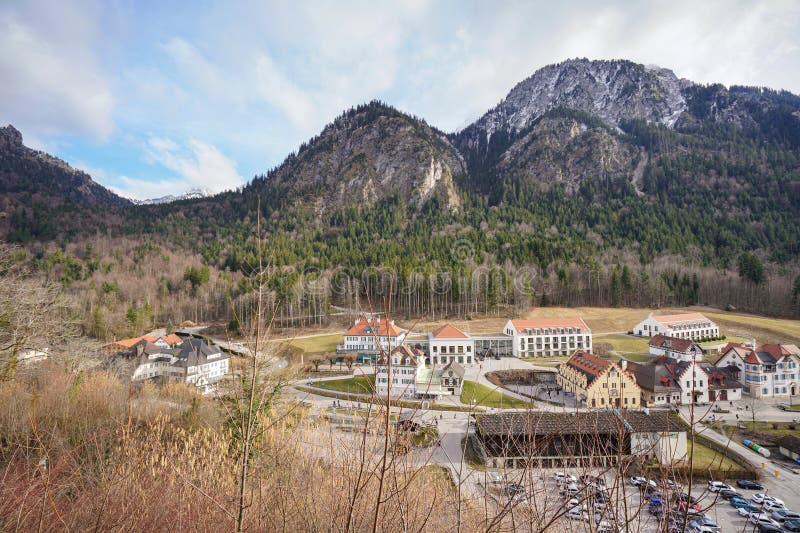 Holiday Homes and Car Park Against the Backdrop of the Alps Stock Image ...
