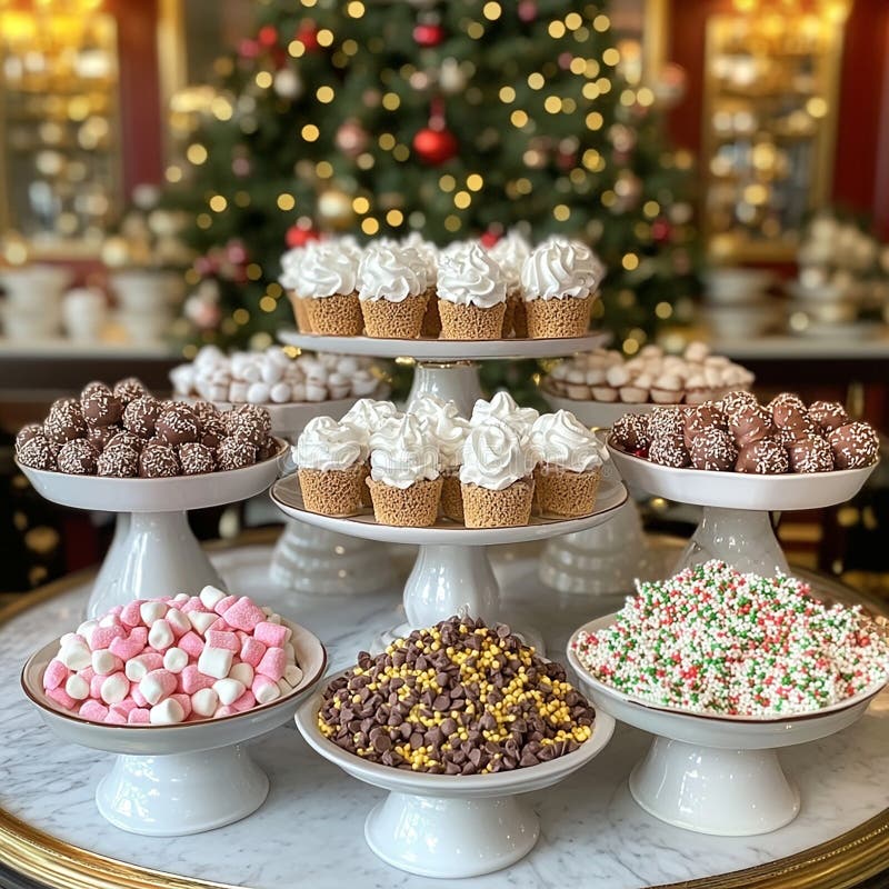 "Holiday Hot Chocolate Bar Setup with Marshmallows and Festive Toppings ...