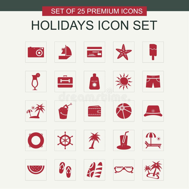 Holiday icons set vector stock vector. Illustration of vector - 120544035