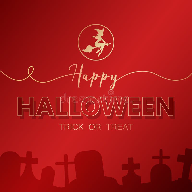Holiday Illustration With Golden Text Happy Halloween And Trick Or