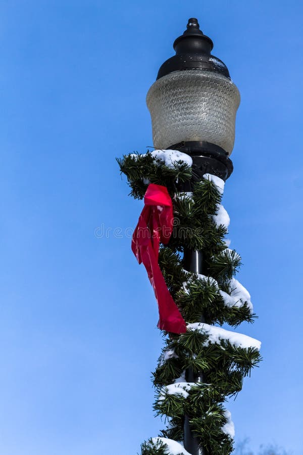 Holiday Lamp Post stock image. Image of evergreen, winter - 37759981