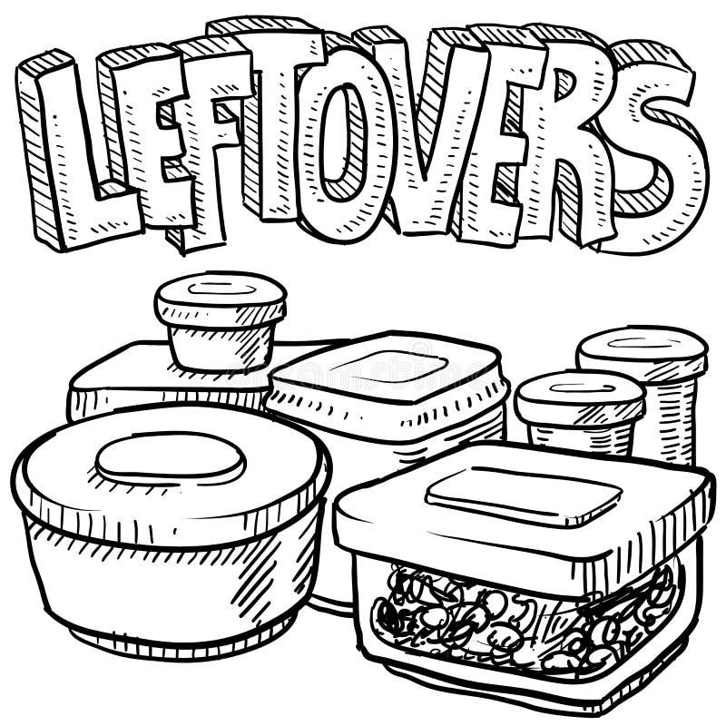 Holiday Leftovers Food Vector Sketch Stock Vector - Illustration of ...