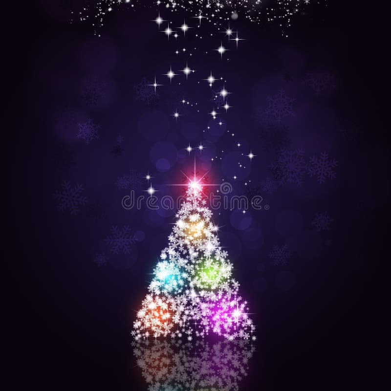 Christmas Magic Tree Blue Background Stock Illustration - Illustration ...