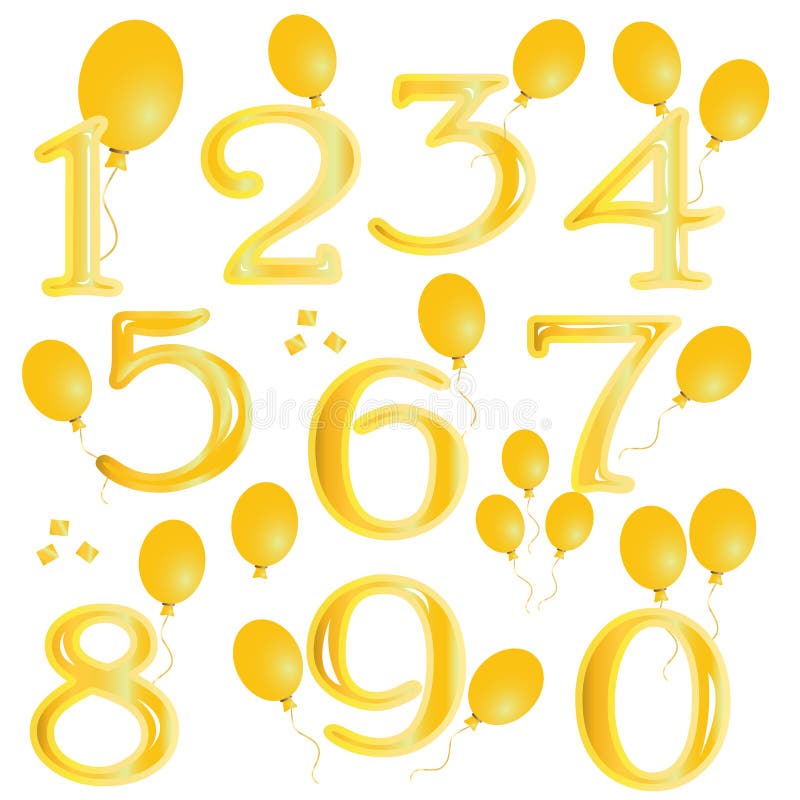 Holiday and Party Balloons with Golden Numbers Stock Image - Image of ...