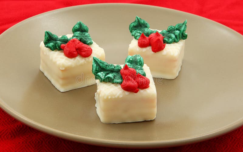 Holiday Petit Fours Set on Plate Stock Image - Image of fondant, bakery ...