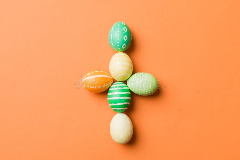 Holiday Preparation Multi Colors Easter Eggs on Colored Background ...
