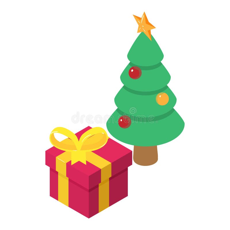 Holiday Present Icon Isometric Vector. Box with Bow and Decorated ...