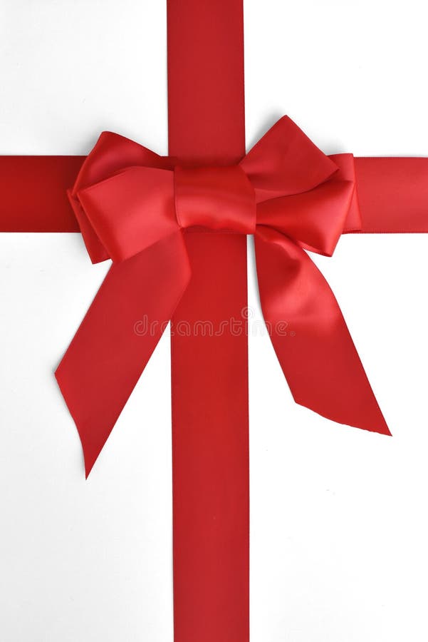 Holiday Red Bow and Ribbon Gift Box Stock Photo - Image of package ...