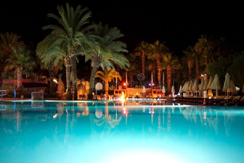 Holiday Resort at Night Time Stock Photo - Image of vacation ...