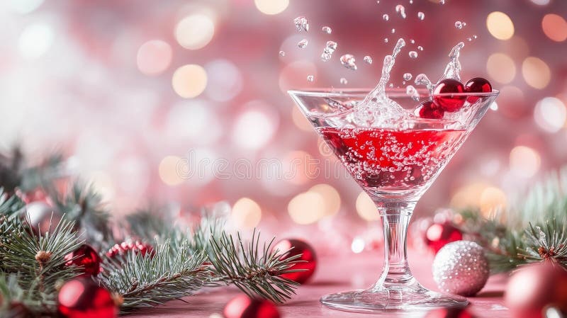 A Holiday Scene Featuring Splashes in Cocktail Glass Stock Illustration ...
