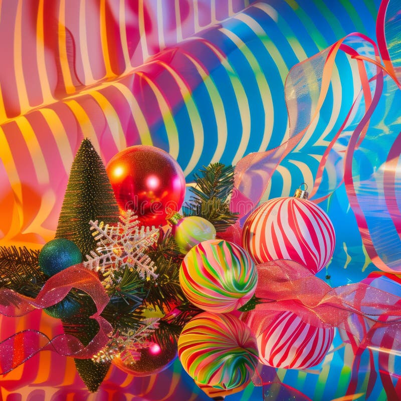 Holiday Scene with Props on a Vibrant Stock Illustration - Illustration ...