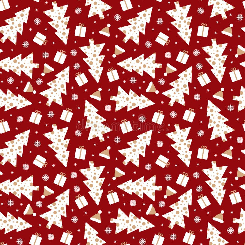 Holiday Seamless Pattern with Maroon Background Stock Vector ...