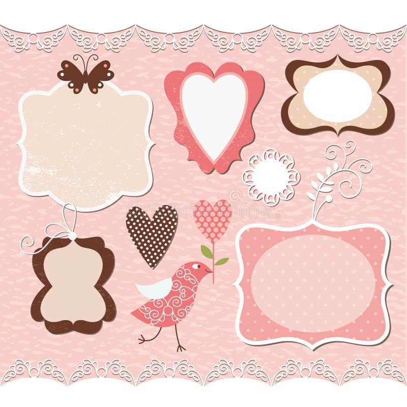 Cute frames stock vector. Illustration of heart, ribbon - 17691958