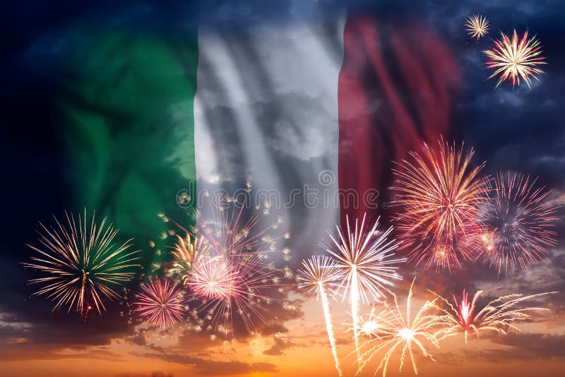 Fireworks and Flag of Italy Stock Photo - Image of event, independence ...