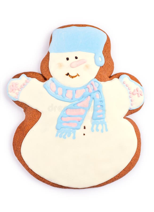Holiday Snowman Gingerbread Man Cookie Over White Stock Photo - Image ...
