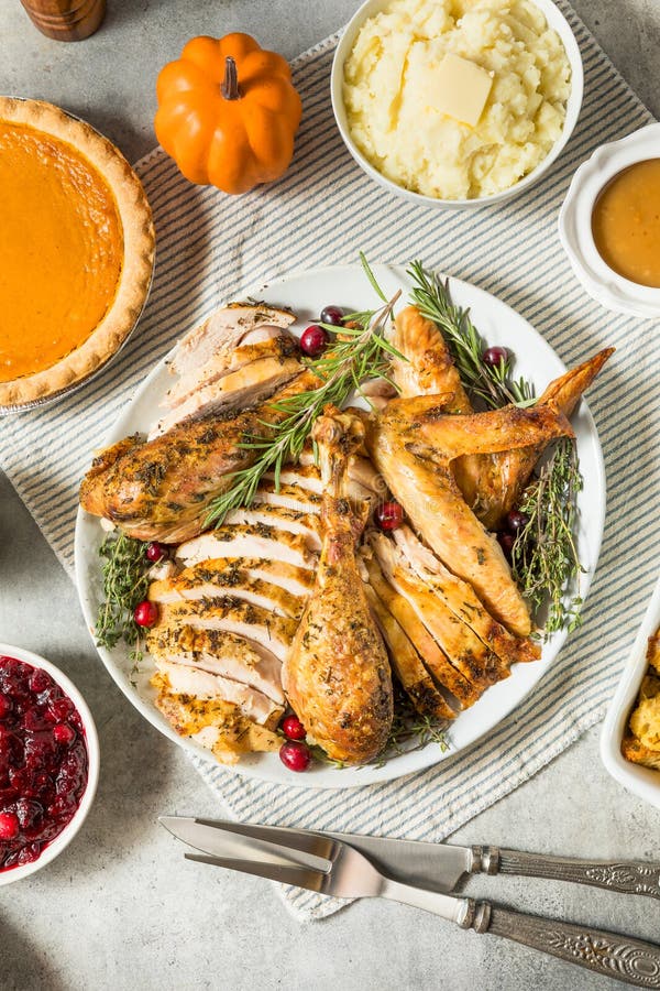 Holiday Thanksgiving Turkey Dinner Platter Stock Image - Image of food ...