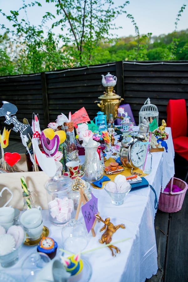 Holiday Themed Table for the Tea Ceremony. Table with Sweets Stock ...