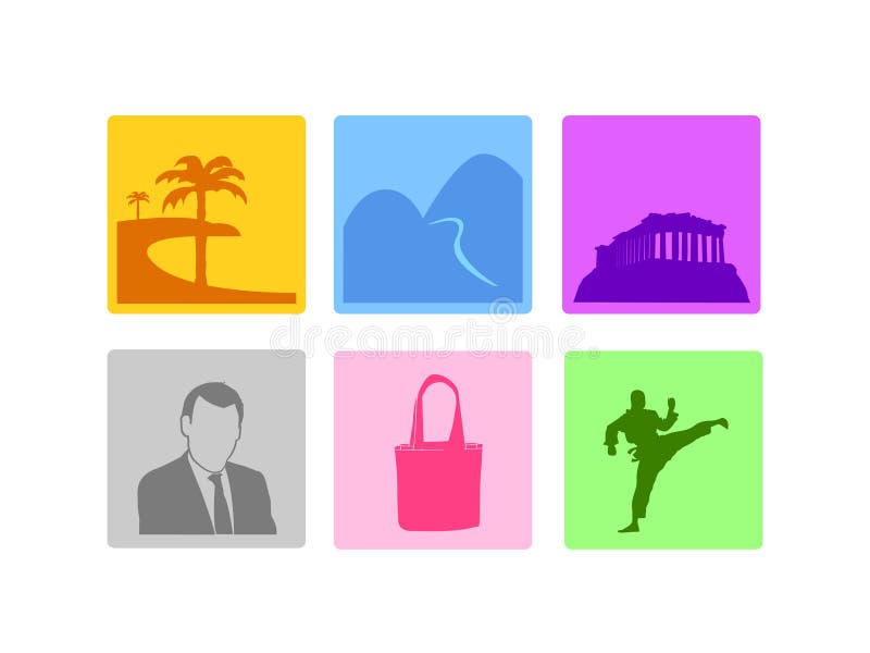 Holiday Vacation Types Icons Vector Stock Vector - Illustration of ...