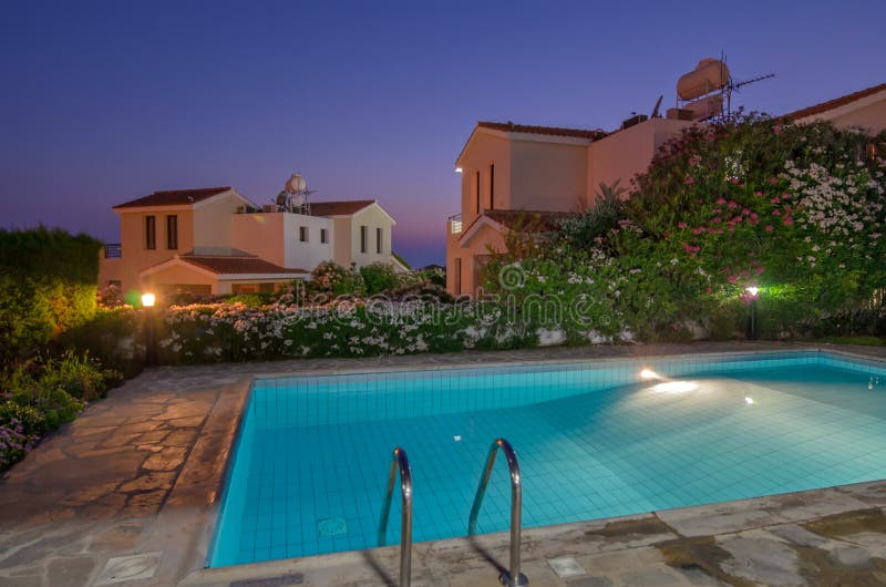 Holiday villas with pool stock image. Image of nature - 29841311