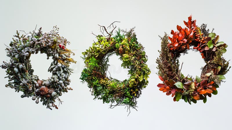 Holiday Wreaths Made from Foraged Materials. Stock Photo - Image of ...