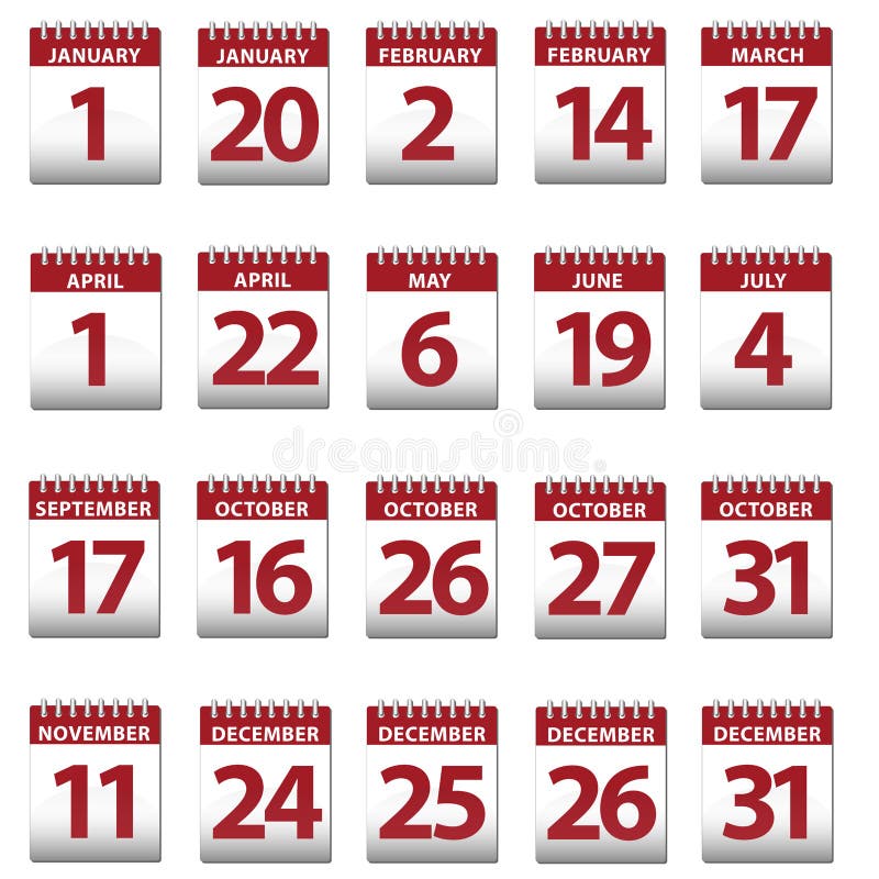 Holidays and celebrations stock illustration. Illustration of calendars ...