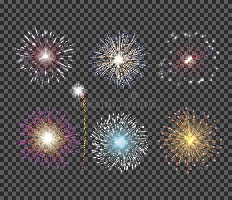Holidays Colored Firework Bursting in Random Shapes Sparkling on ...