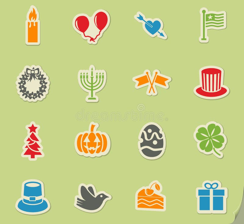 Holidays icon set stock illustration. Illustration of boxes - 88846030