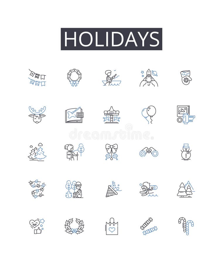 Holidays Line Icons Collection. Recruitment, Employment, Interviewing ... Holidays Line Icons Collection. Recruitment, Employment, Interviewing ...