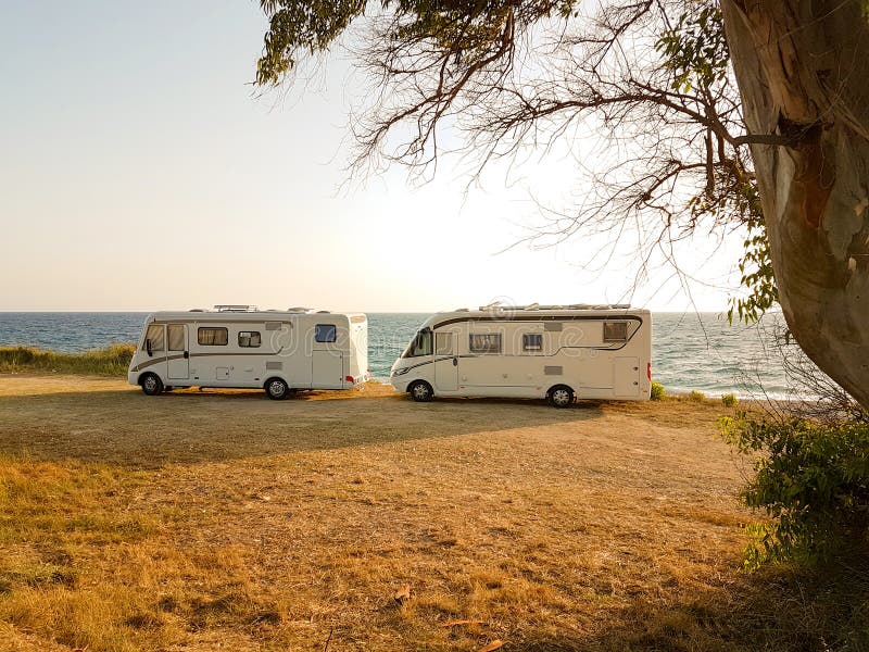 Holidays by the Sea Camping Caravans Stock Image - Image of journey ...