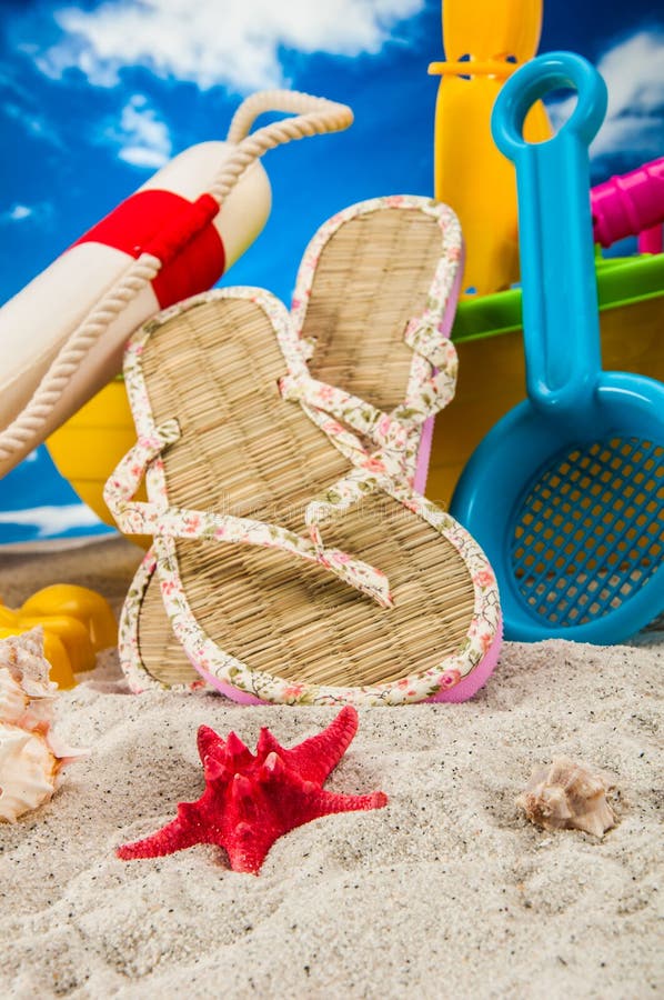 Holidays Theme with White Sand and Blue Background Stock Photo - Image ...