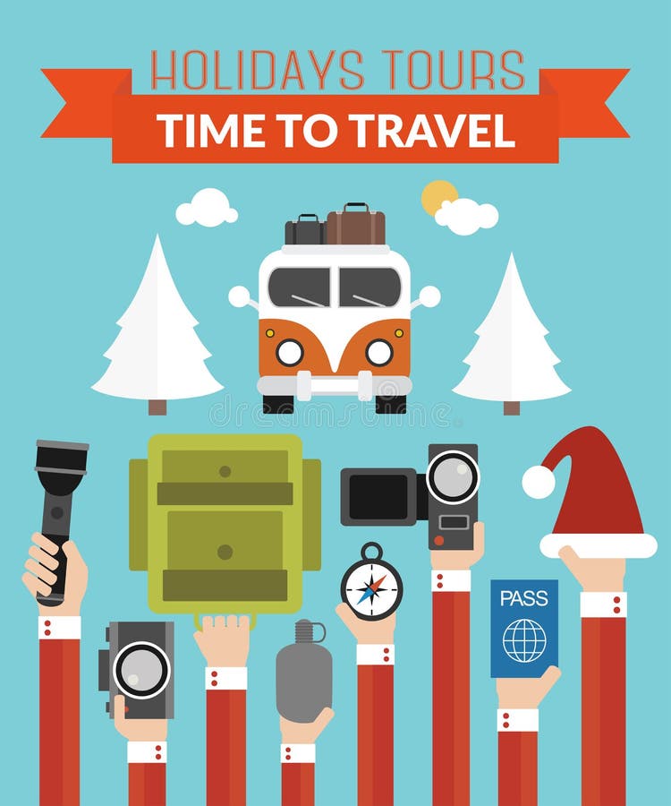 Holidays Tours ,Time To Travel Modern Design Flat Stock Vector ...