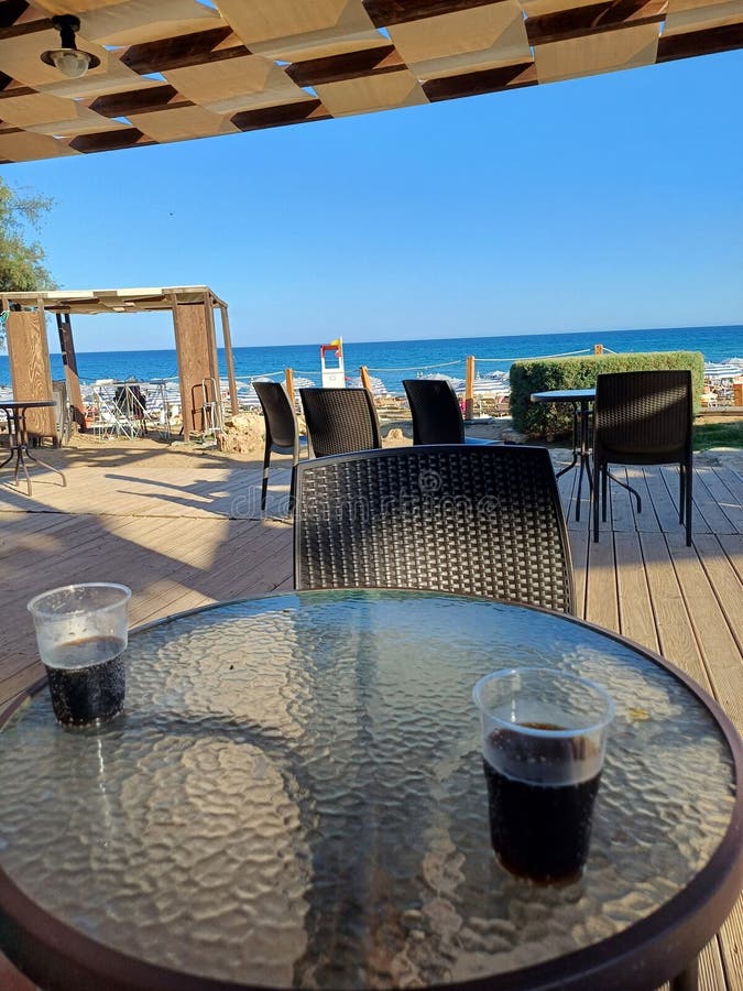 Holidays View Bar Terrace in Front of the Sea Stock Image - Image of ...