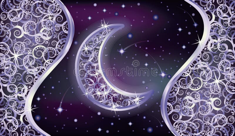 Silver Moon Ocean Spirit Horses Stock Illustration - Illustration of ...