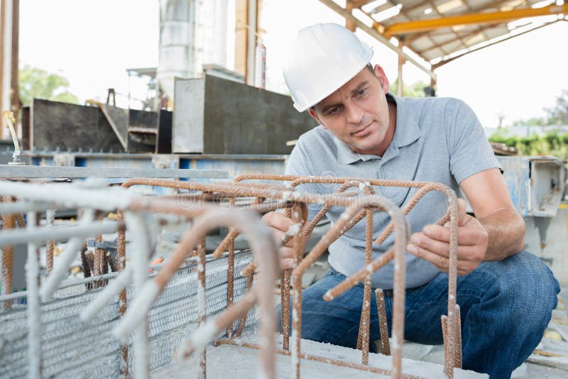 Hollow Blocks Manufacturing Worker Stock Photo - Image of solid ...