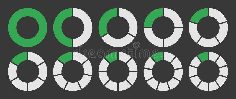 Hollow Circle Divided into 1-10 Parts in Green Colour Stock Vector ...