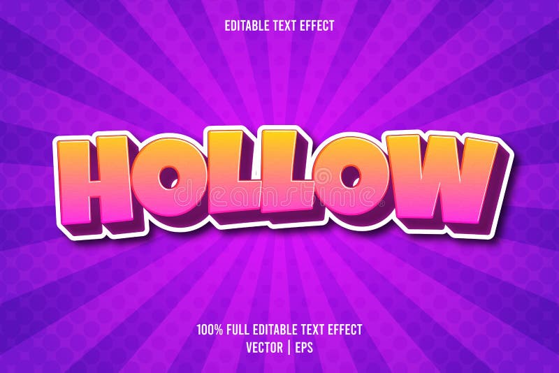 Hollow Editable Text Effect Comic Style Stock Vector - Illustration of ...