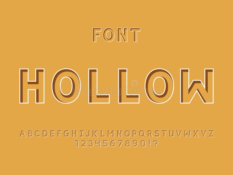 Hollow Font. Vector Alphabet Stock Vector - Illustration of shadow ...