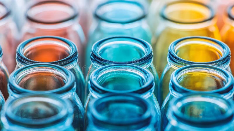 Hollow Glass Containers are Sitting in a Collection on a Flat Surface ...