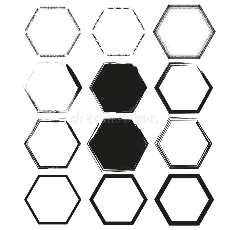 Hollow Hexagon Frames. Geometric Shape Outline. Minimalist Pattern ...