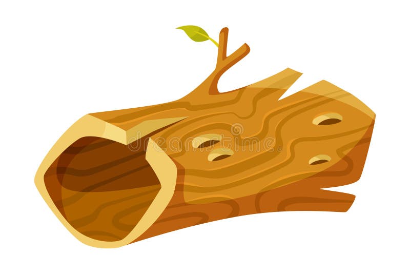 Hollow Log and Old Wood As Landscape Element Vector Illustration Stock ...