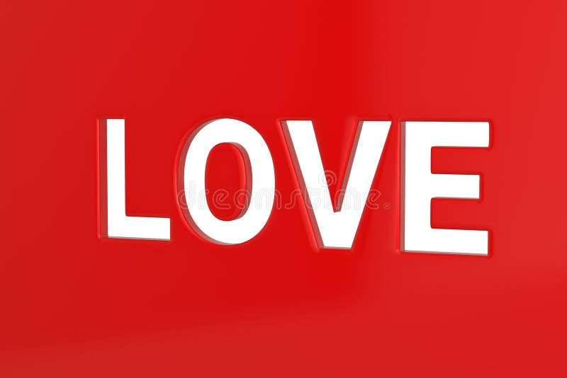 Word Love Made of Little Hearts Isolated on White Background. 3D ...