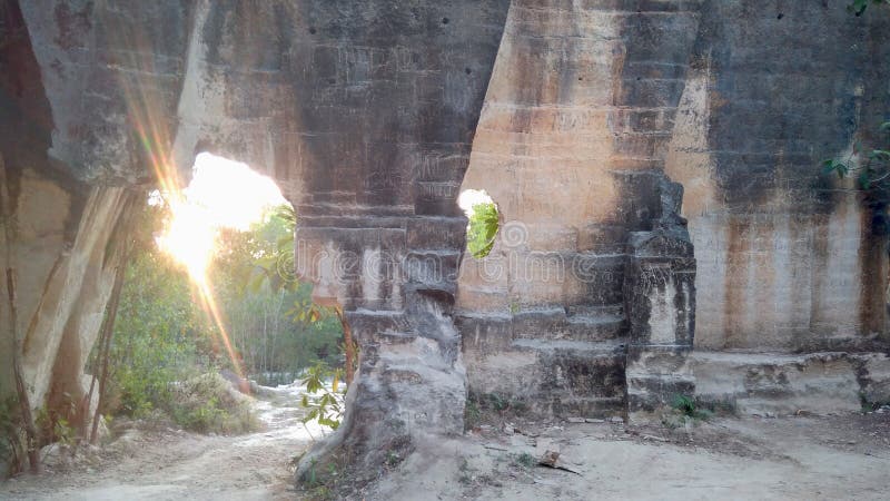 Hollow Stone Wall at Sunset Stock Photo - Image of sunset, rock: 190551846