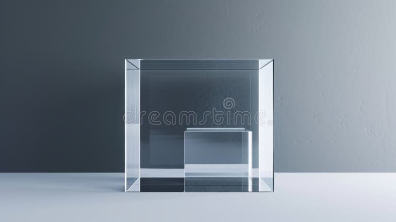 Hollow Transparent Cube on Neutral Background Stock Image - Image of ...