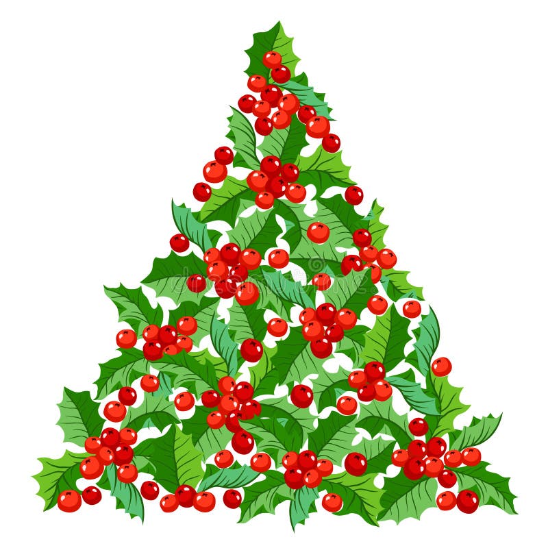 Holly Berries Triangle-shaped, Christmas Tree of Holly Berries, Vector ...