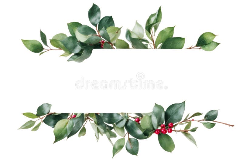 Holly Berry Banner with Eucalyptus Leaves on Transparent Backgro Stock ...
